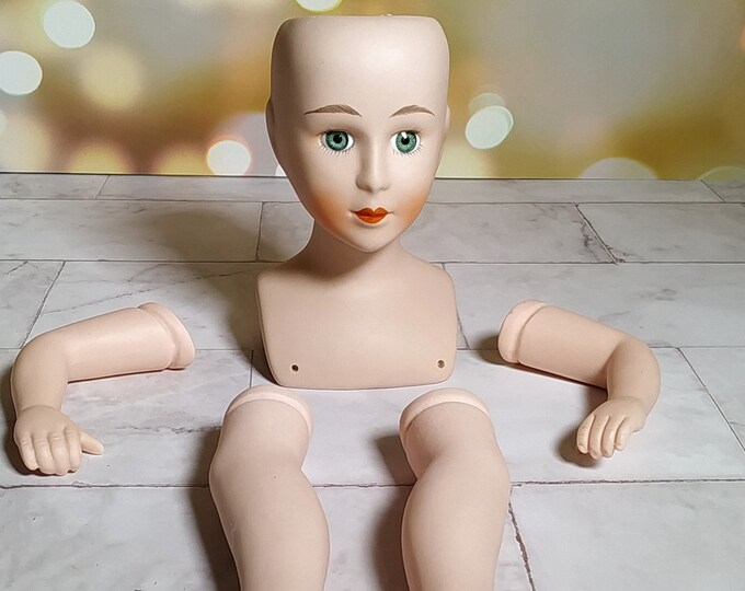 Vintage Bisque Porcelain Doll Head, Arms, Legs. Doll Parts for ...