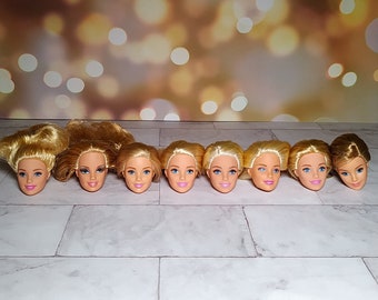 Barbie Doll Heads With Long Hair and Different Skin Tones. Fashion Doll ...
