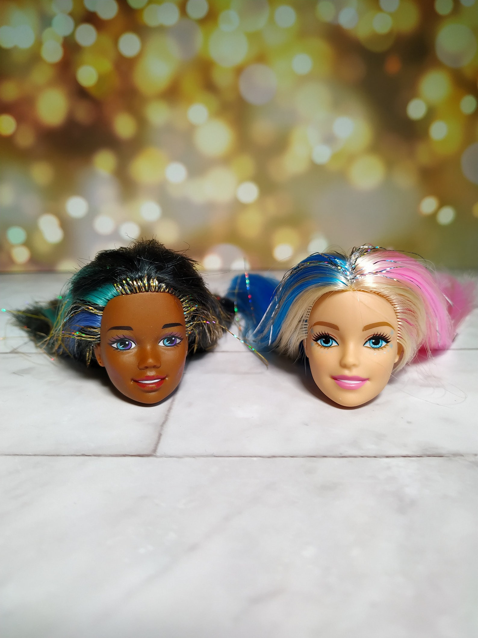 Doll Heads With Sparkling Long Hair. Fashion Doll Head for Replacement ...