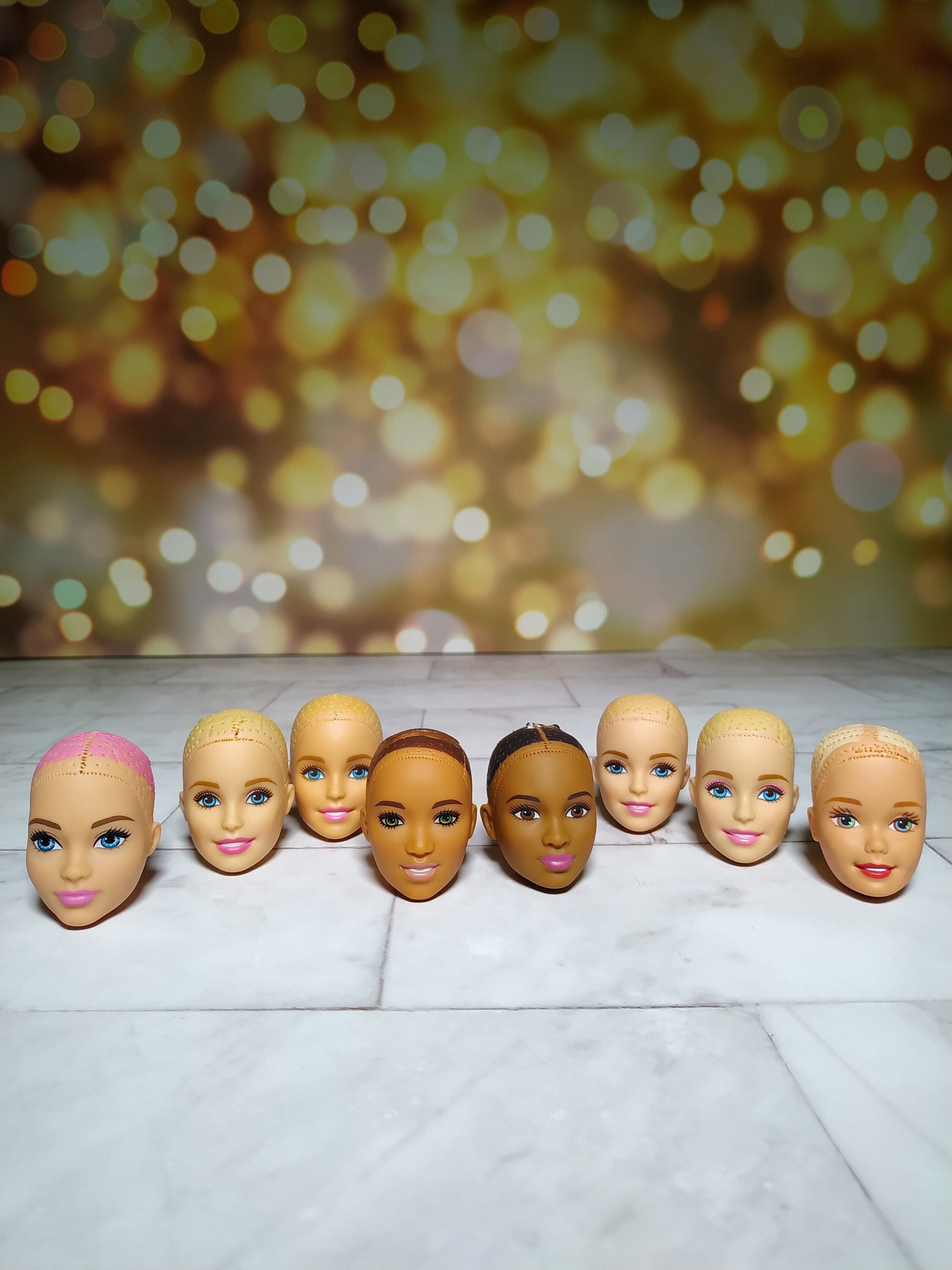 Barbie Doll Heads Different Skin Tones. Ready for Rerooting. Fashion ...