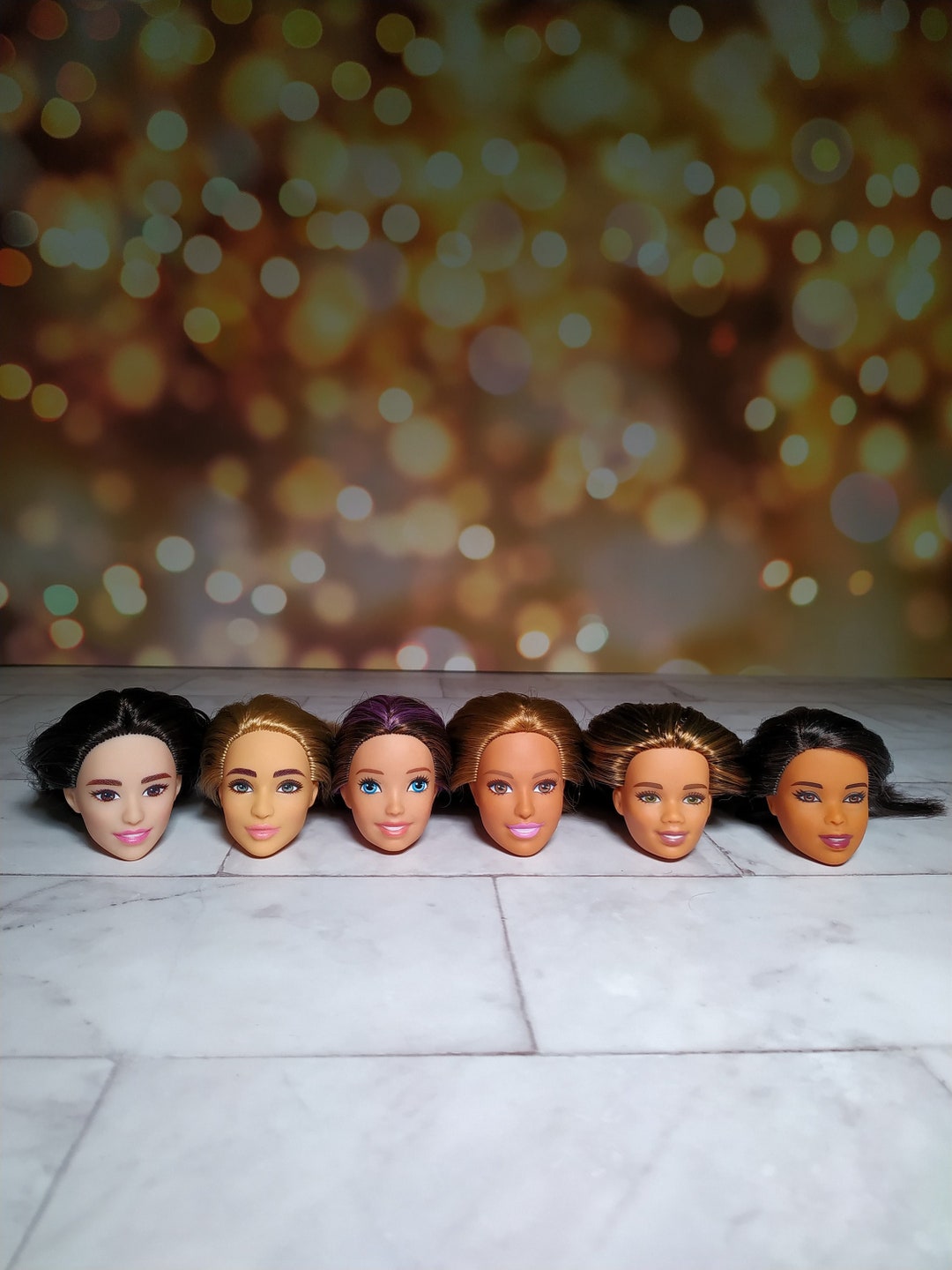 Barbie Doll Heads With Long Hair and Different Skin Tones. Fashion Doll ...