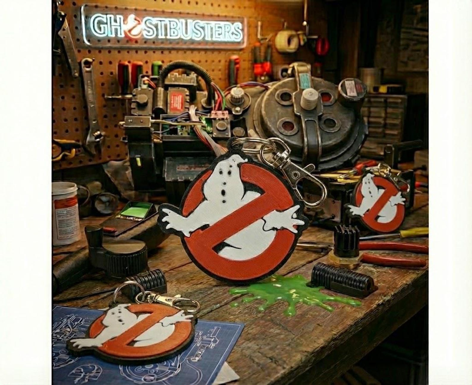 Classic Ghostbusters "no-ghost" Logo Keychain | 3D Printed Keyring ...