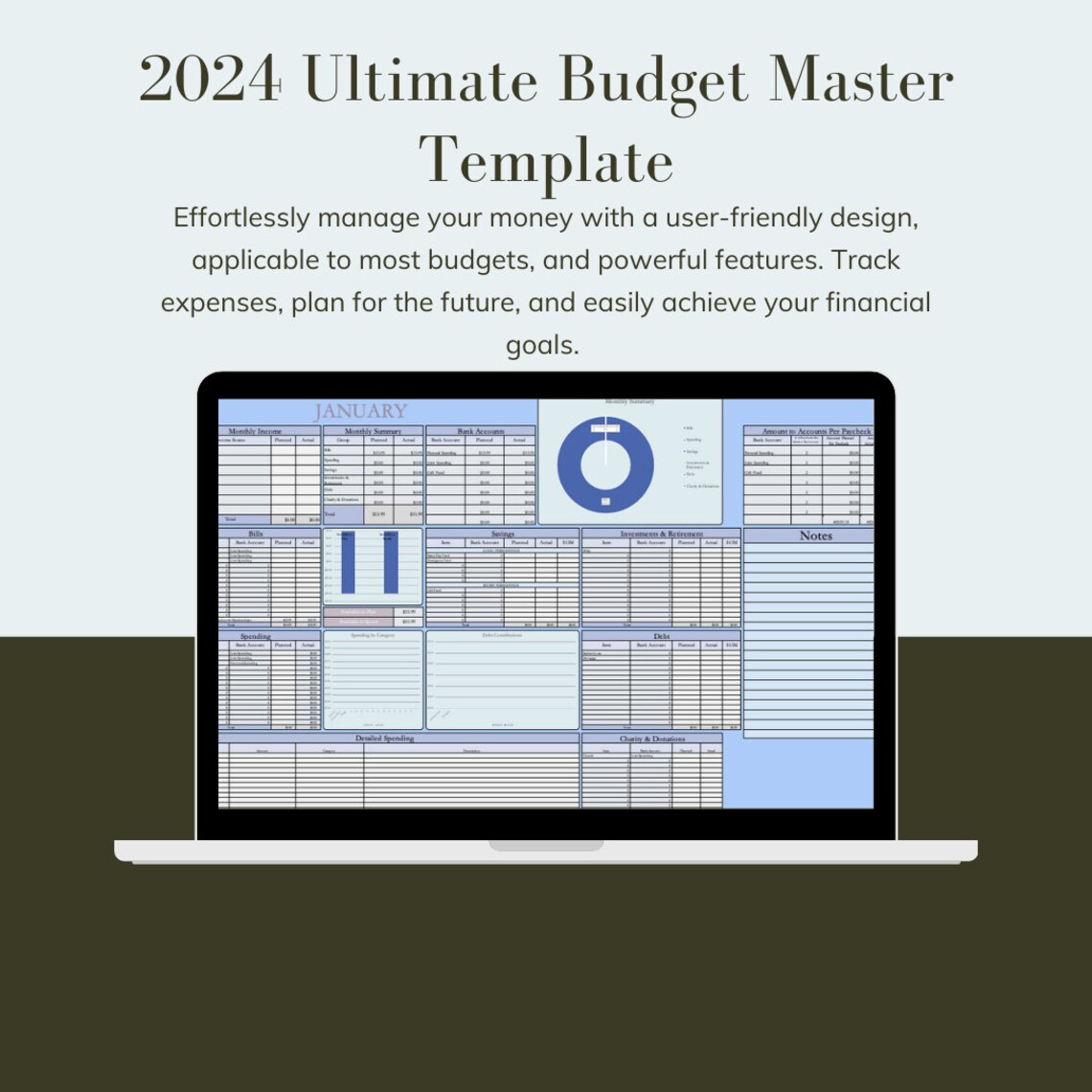 2024 Ultimate Budget Master Template excel Blue Warm - Etsy