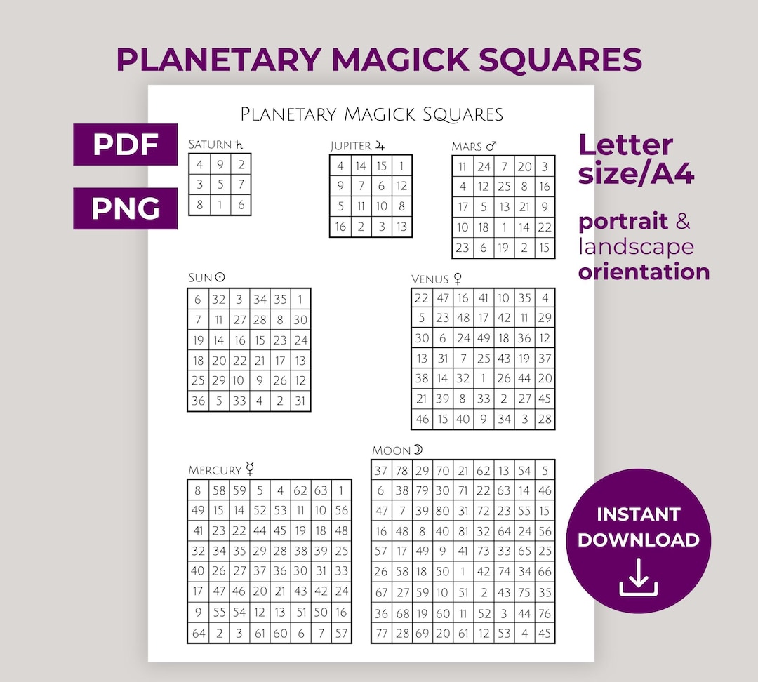Planetary Magick Squares | Numerology | Astrology | Saturn Jupiter Mars ...