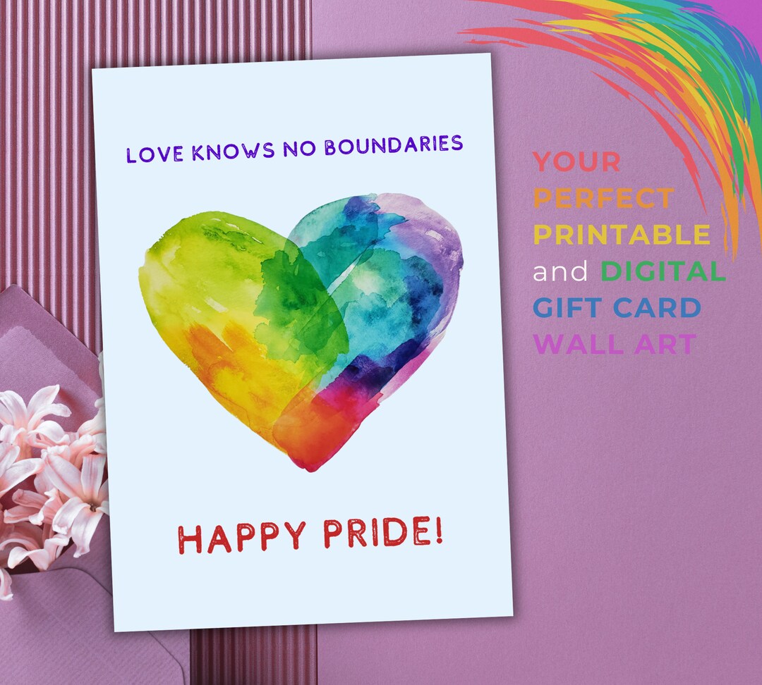 Happy Pride Printable Gift Card, Poster, Digital Greetings Love Knows ...