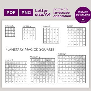 Planetary Magick Squares | Numerology | Astrology | Saturn Jupiter Mars ...