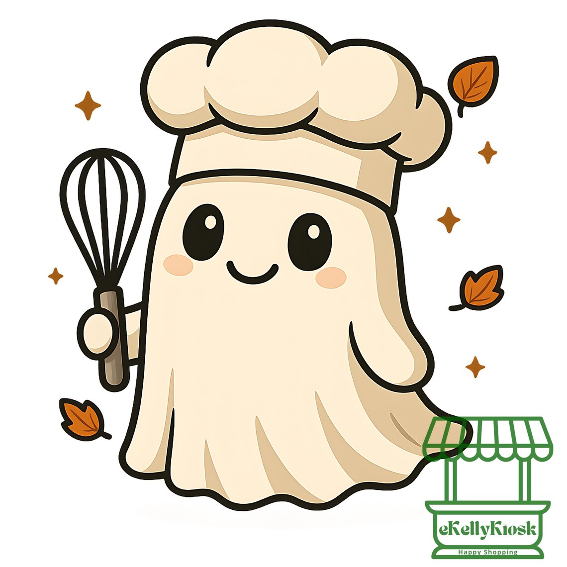 Cute Ghost PNG, Chef, Cook, Autumn Cartoon Illustration, Halloween Chef ...