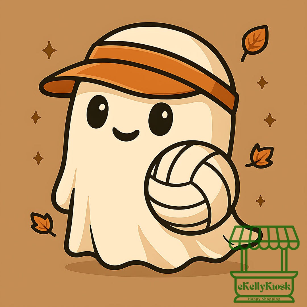 Cute Ghost PNG, Volleyball Season, Autumn Cartoon Illustration ...