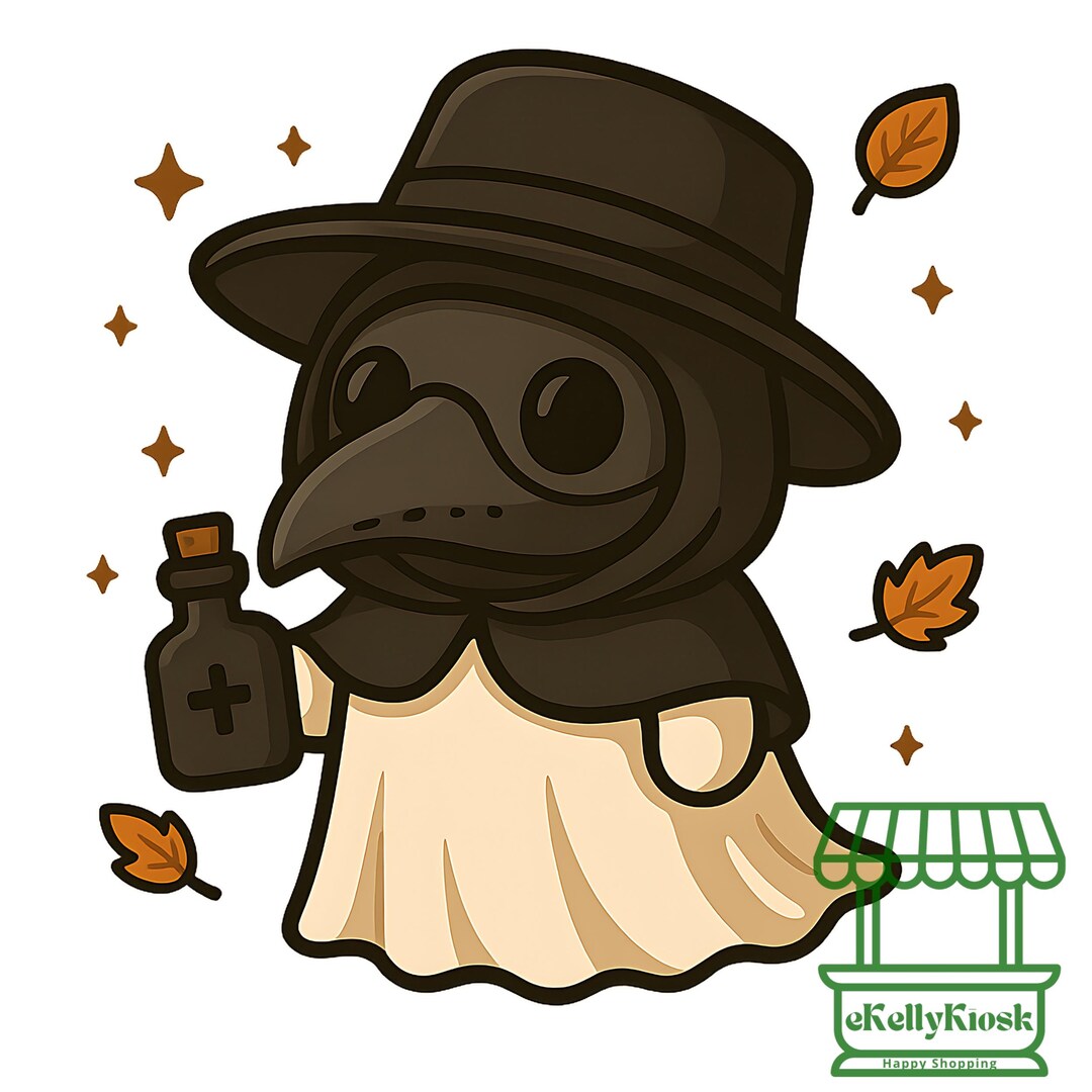 Cute Ghost PNG, Plague Doctor Costume, Autumn Cartoon Illustration ...