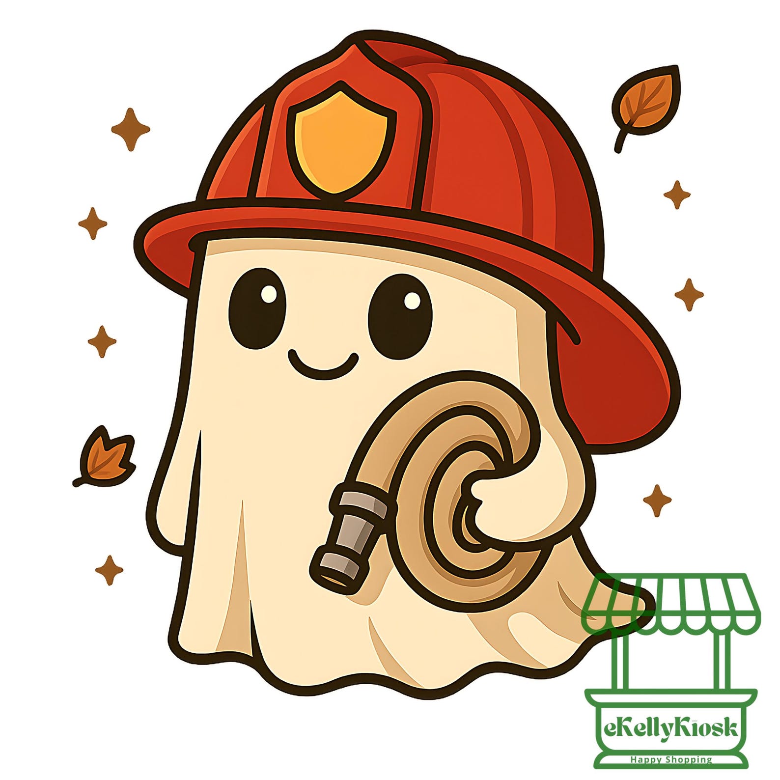 Cute Ghost PNG, Fireman Costume, Autumn Cartoon Illustration, Halloween ...