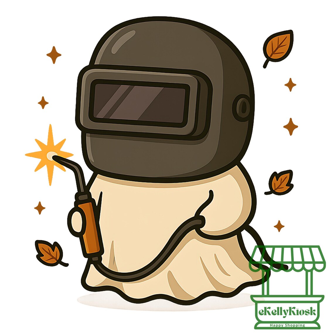 Cute Ghost PNG, Welder Costume, Autumn Cartoon Illustration, Halloween ...