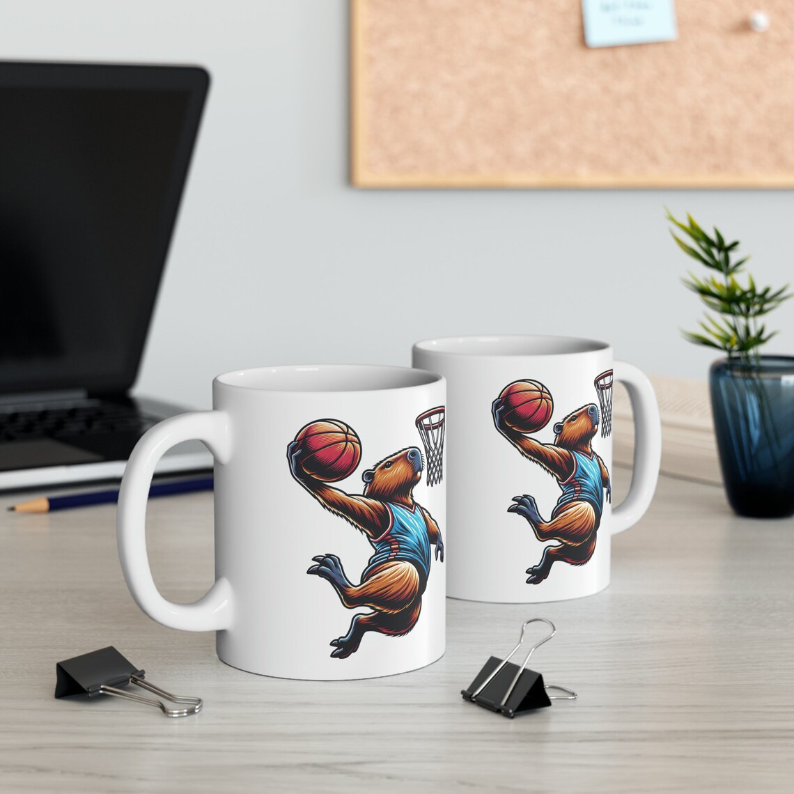 Capybara Slam Dunk Ceramic Mug: Basketball Fan Gift (11oz) - Etsy