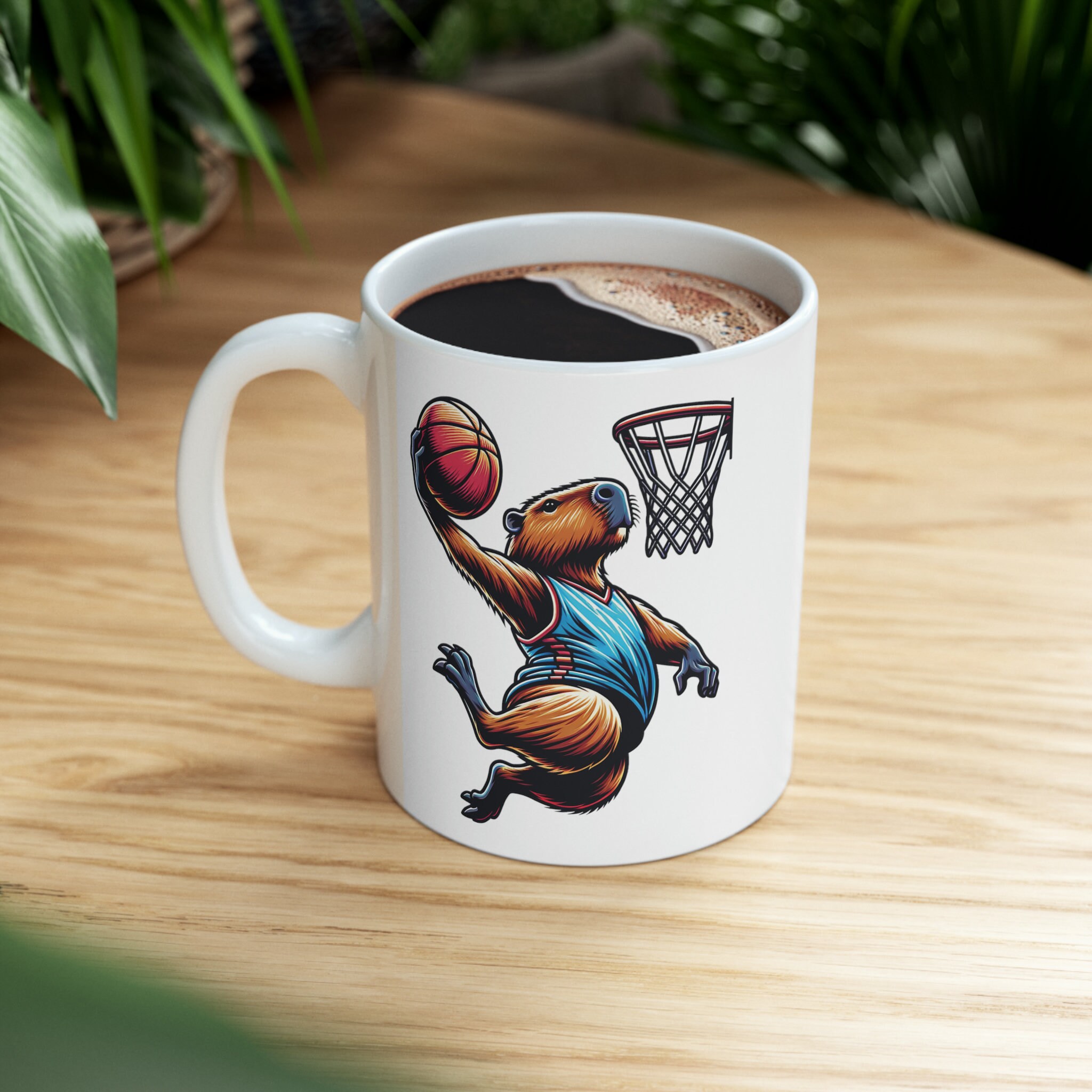 Capybara Slam Dunk Ceramic Mug: Basketball Fan Gift (11oz) - Etsy