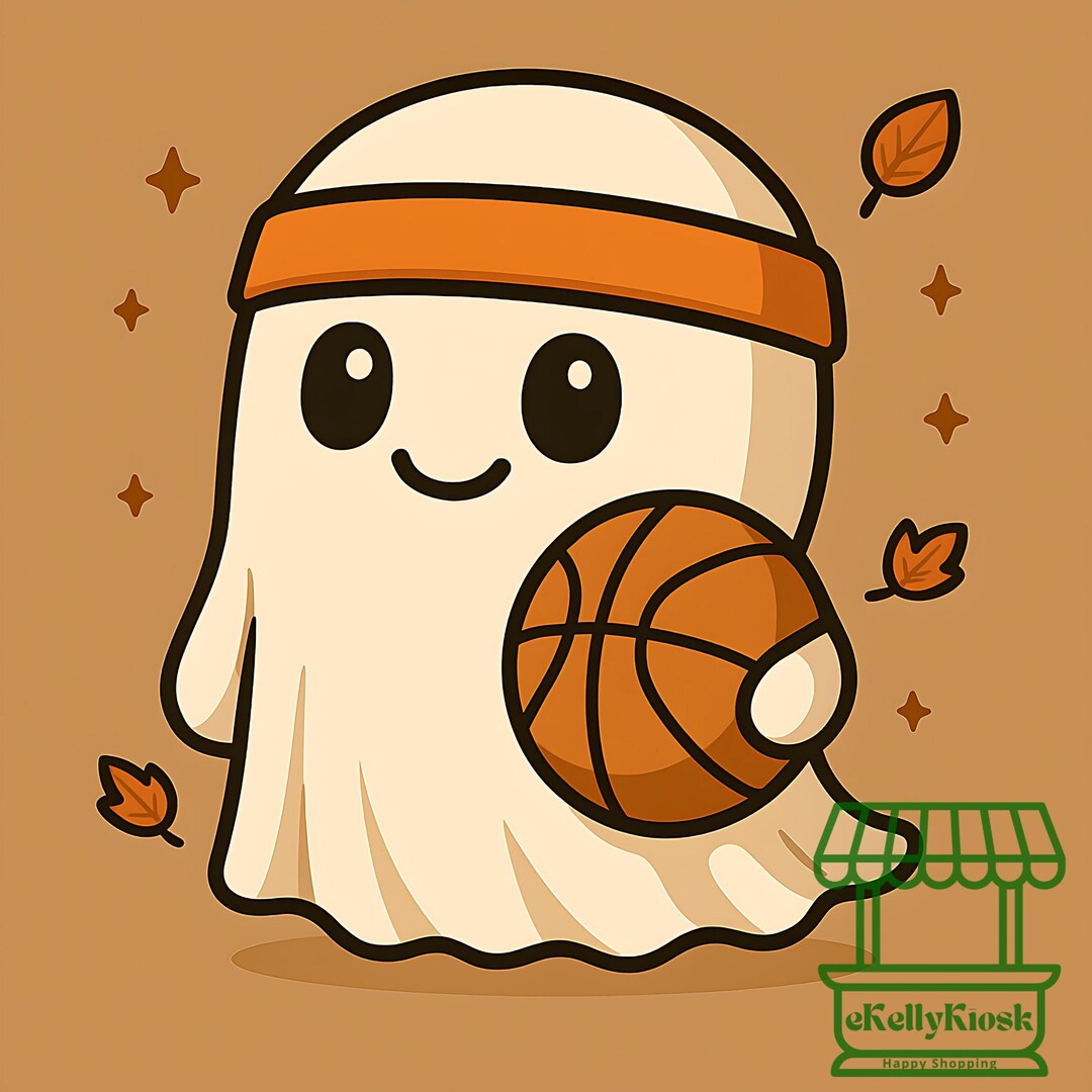 Cute Ghost PNG, Basketball Season, Autumn Cartoon Illustration ...