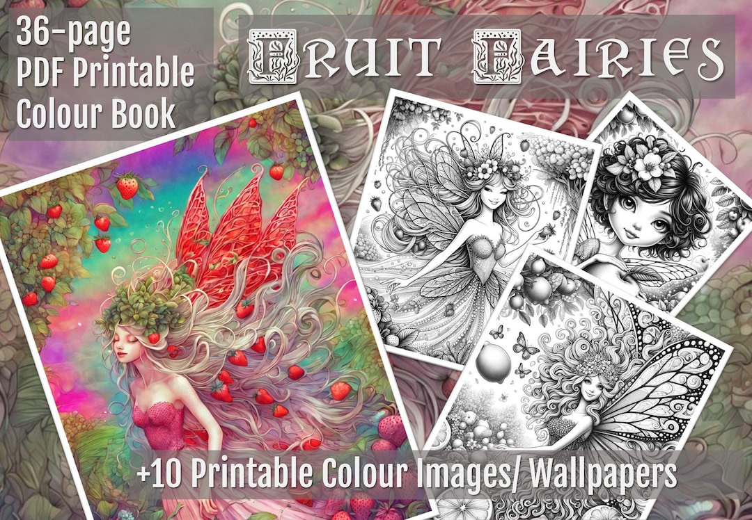 36 Page PDF Printable Fruit Fairy Color Book - Etsy