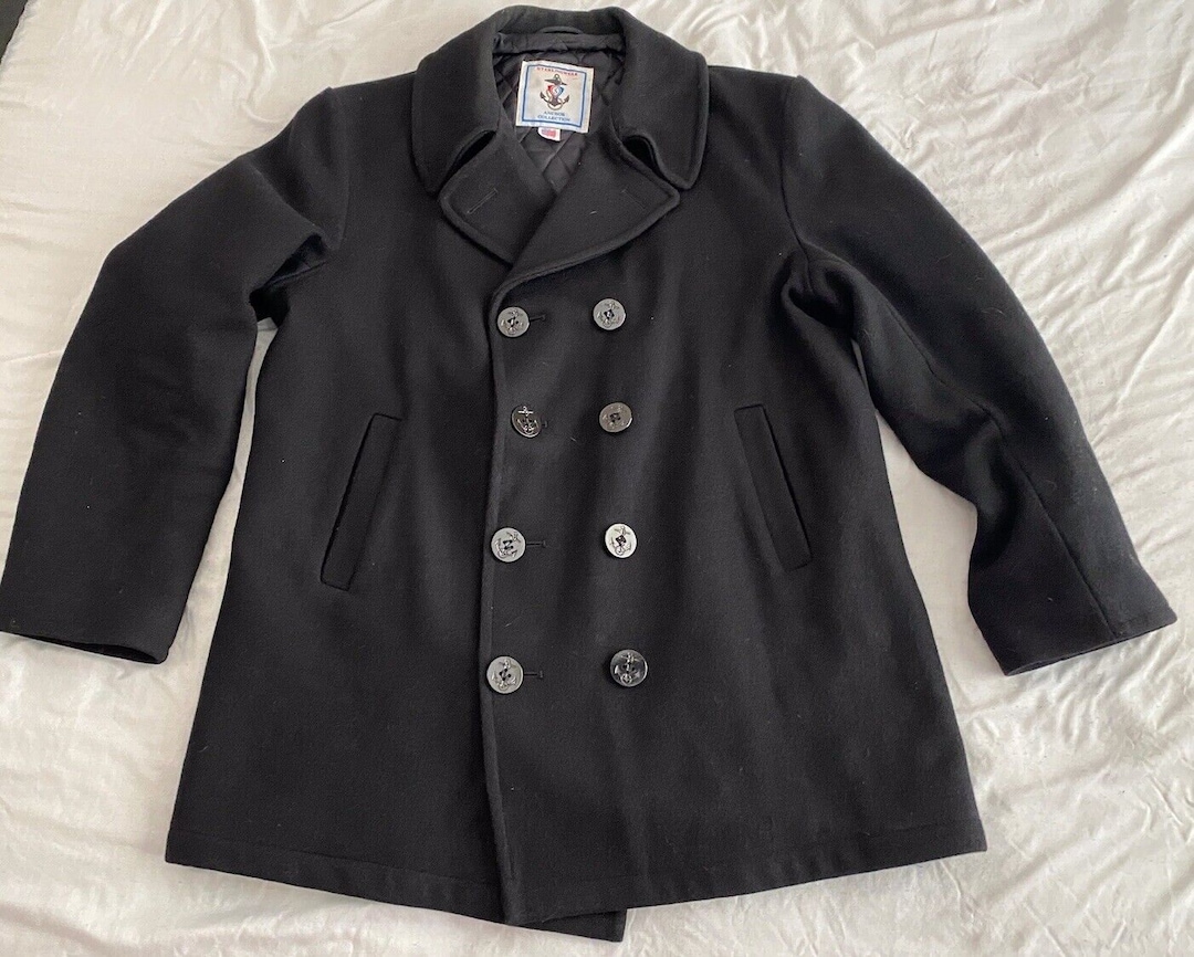 Vintage Navy Enlisted Men's Sterlingwear M22 Classic USN Wool Pea Coat ...