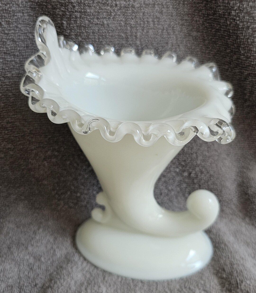 Vintage Fenton Silver Crest Cornucopia Milk Glass Candle Holder MCM - Etsy