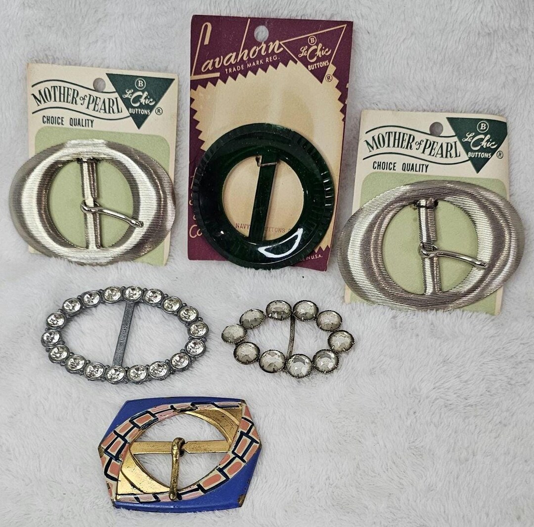 Lot of 6 Vintage Belt Buckles and Art Deco Scarf Slides. - Etsy