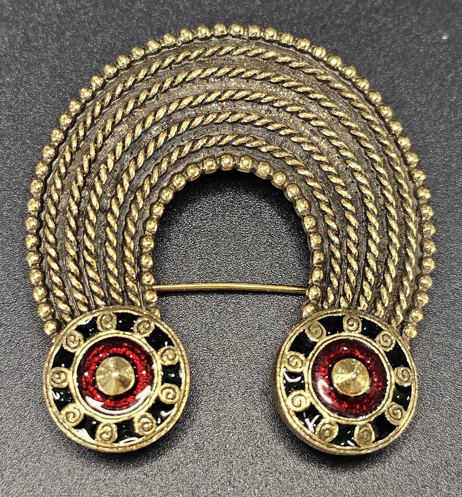 Vintage Soloor Rare Goldtone Black Red Enamael Unique Style Pin ...