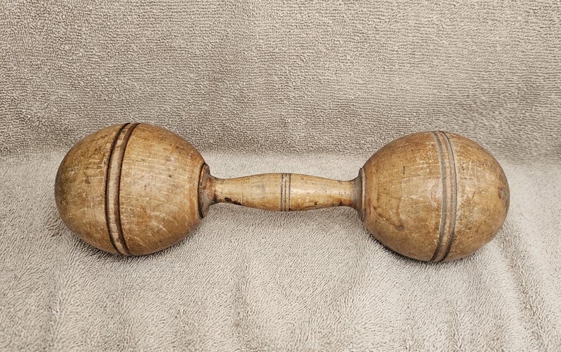 Antique Vintage 10 Long Wooden Dumbbell, Great Primitive Decor - Etsy
