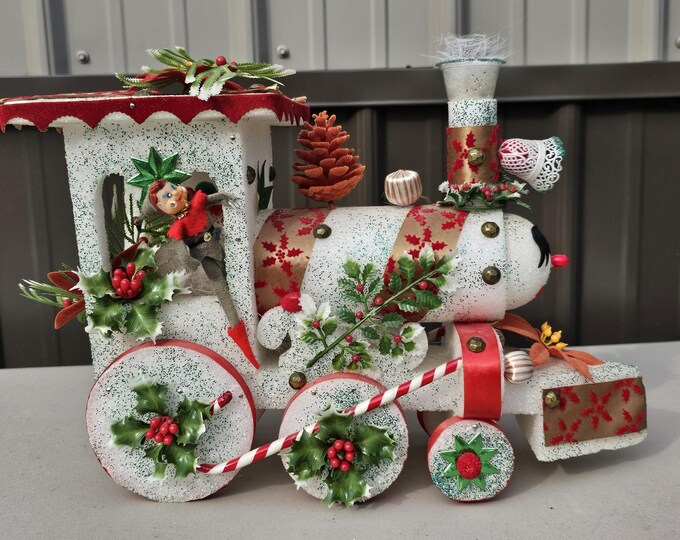 Best Vintage Christmas Styrofoam Elf Knee Hugger Elf on Train ...