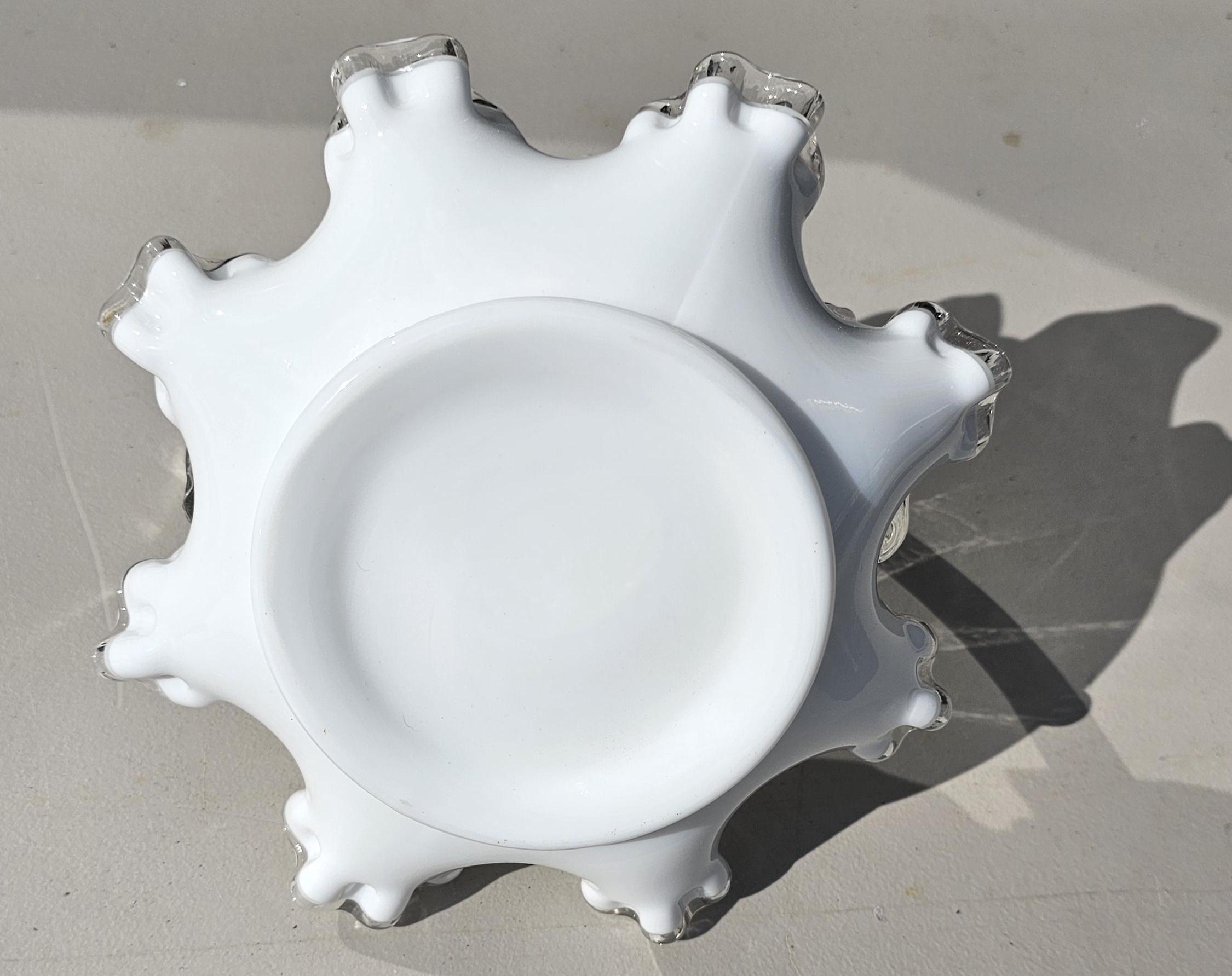 Vintage Fenton Milk Glass Sliver Crest Glass Basket!! Wonderful ...