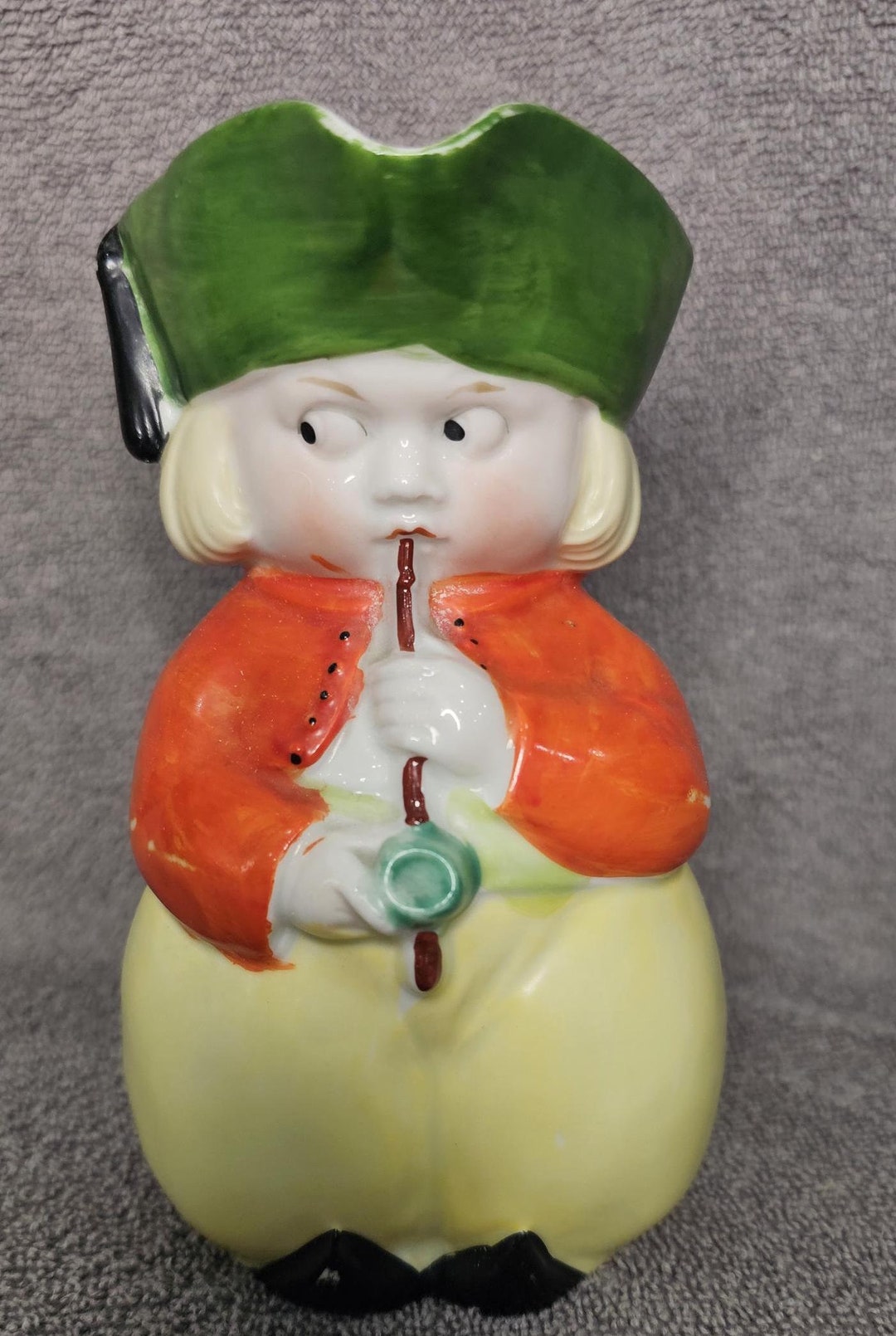 Antique 1920's or 30's Dutch Boy Smoking a Pipe Jug / Pitcher Marked ...