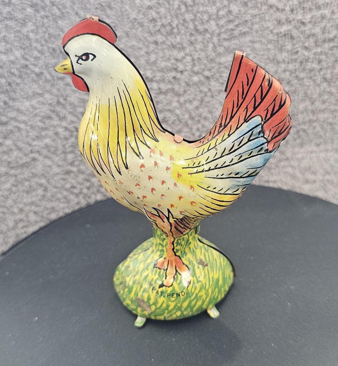 Vintage Tin Toy Chicken / Rooster Marked Made in U.S.A Nice Condition ...