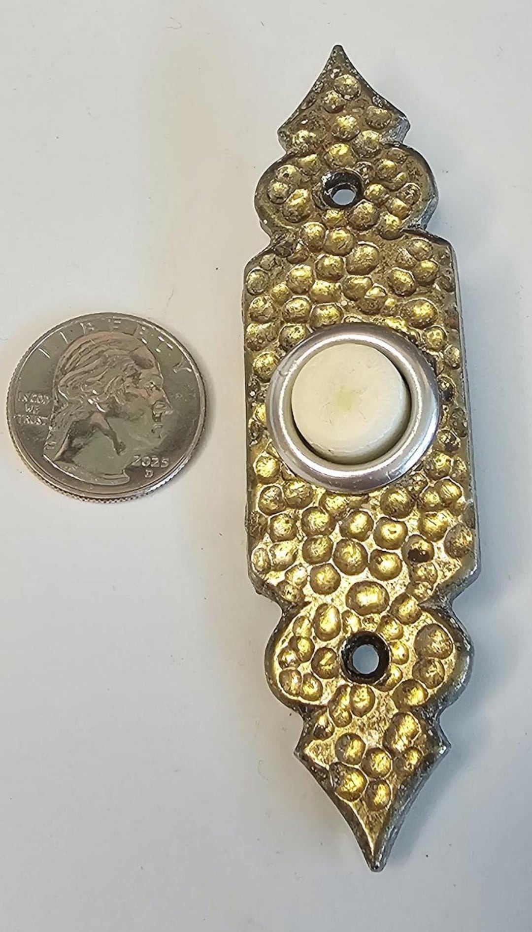 Vintage 1950s Doorbell Push Button Hammered Finish - Etsy