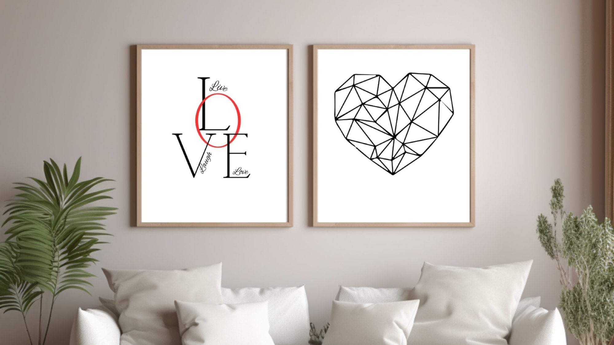 Printable Wall Art ,love Sign&heart,set of 2 ,home Wall Decor ...