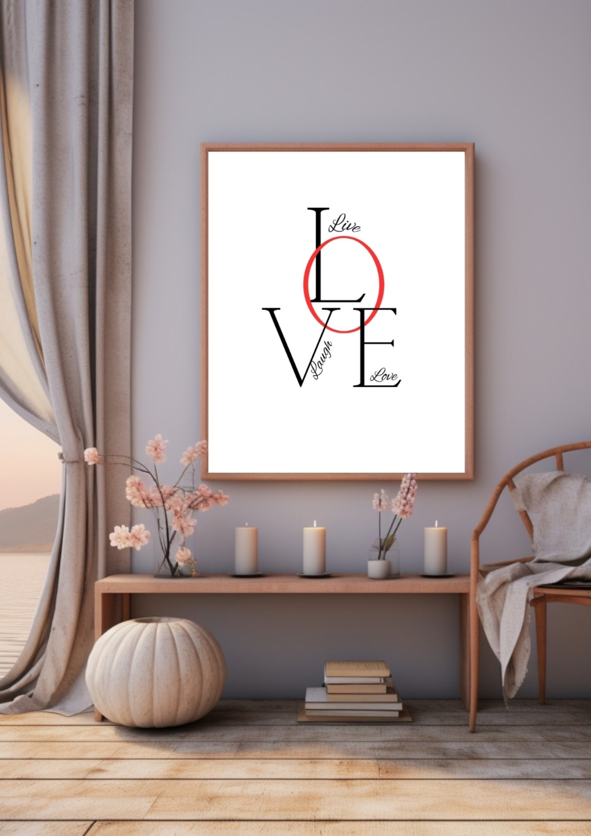 Printable Wall Art ,love Sign&heart,set of 2 ,home Wall Decor ...
