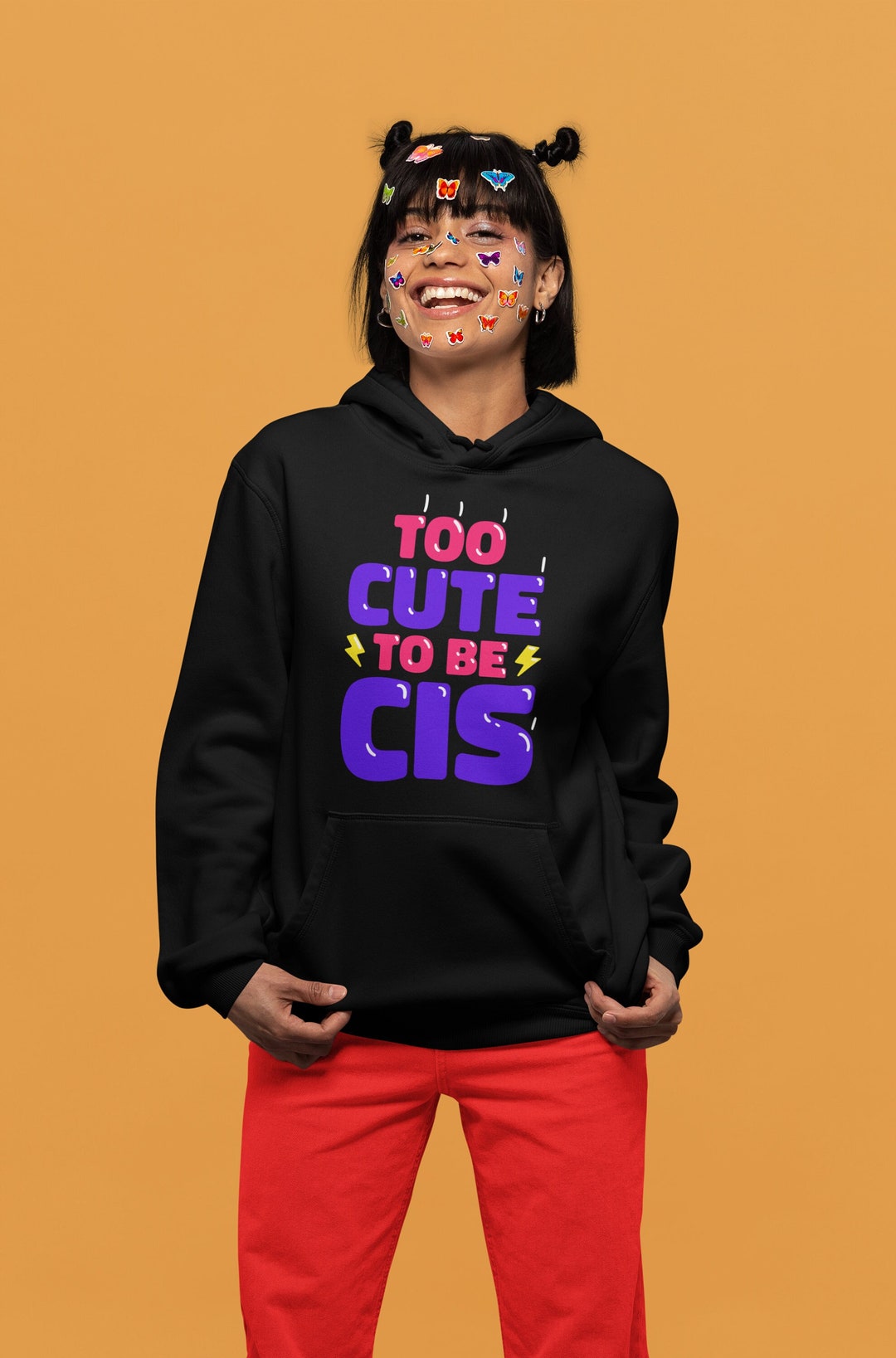 Too Cute to Be Cis, Non Binary Hoodie, Funny Nonbinary, Nonbinary Hoodie, Nonbinary Sweatshirt ...