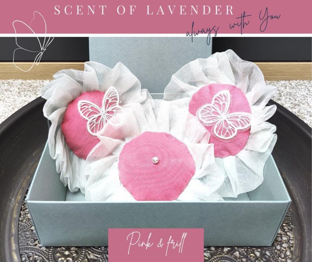 Box of 3 Lavender Sachets pink & Frill, Handmade, Lavender Sachets in ...