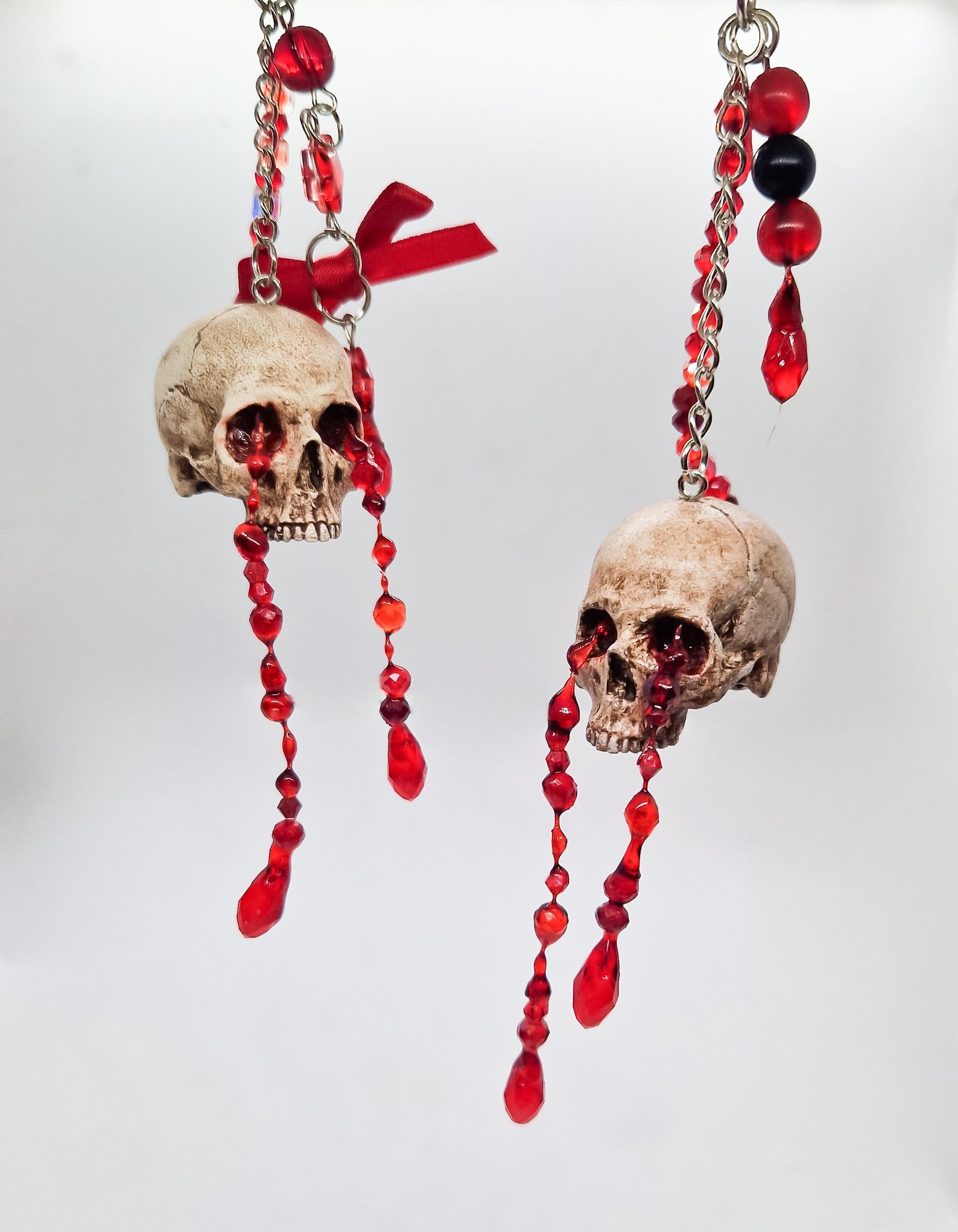 Goth Skull Keychain With Bloody Tears – Realistic Human Skull Bag Charm ...