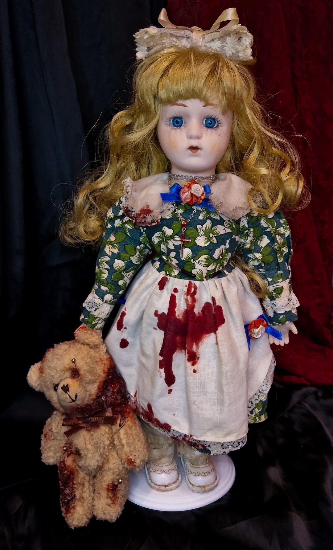 Cursed Vintage Doll With Teddy Bear — Possessed Haunted Horror Art - Etsy