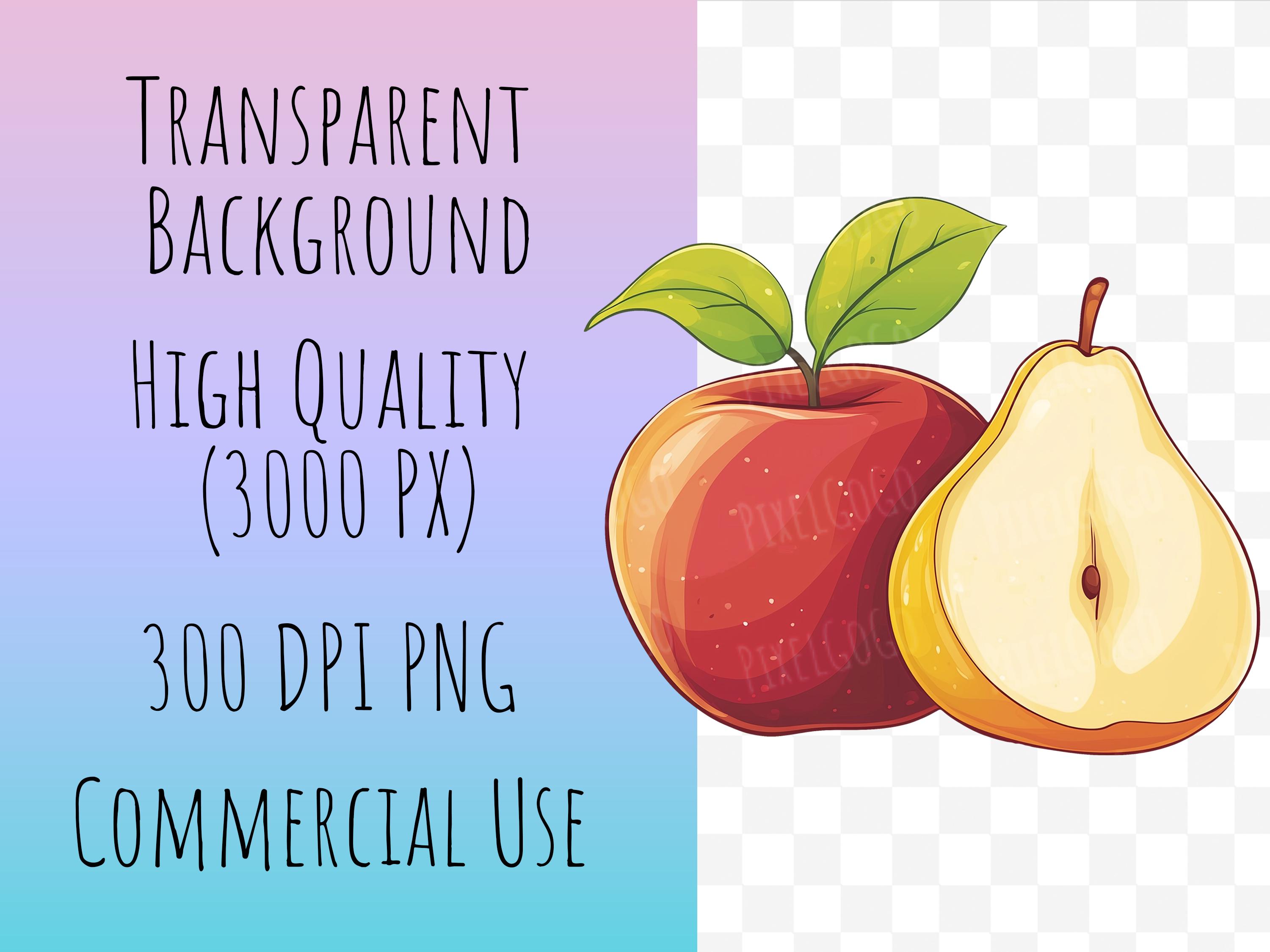 Apples Pears Clipart Bundle 65 PNG Fruit Healthy Eating Nutrition ...