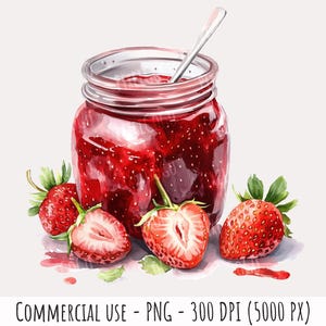 Strawberry Jam Watercolor Clipart 1 PNG Fruit Strawberries Food ...