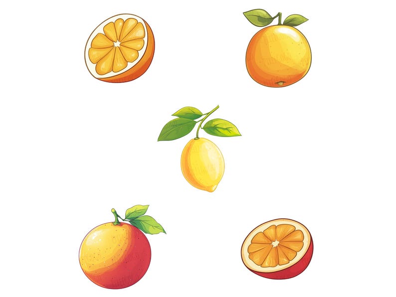 Fruit Citrus Clipart Bundle 50 PNG Orange Lemon Lime Grapefruit ...