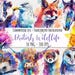Animal Clipart Bundle 30 PNG Watercolor Fox Owl Rabbit Badger Stag ...