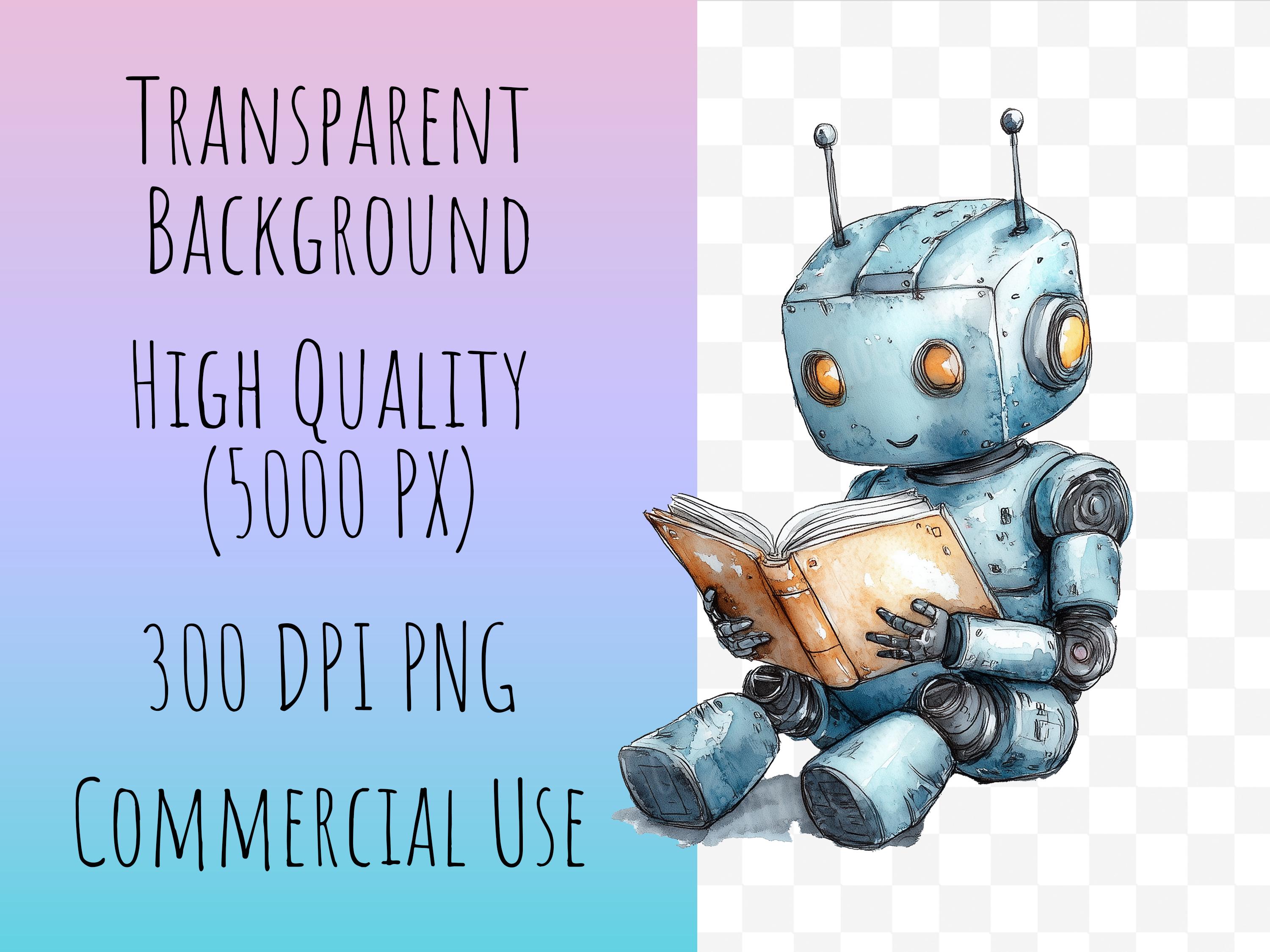 Cute Robot Clipart Bundle, 15 PNG File, Transparent Background ...