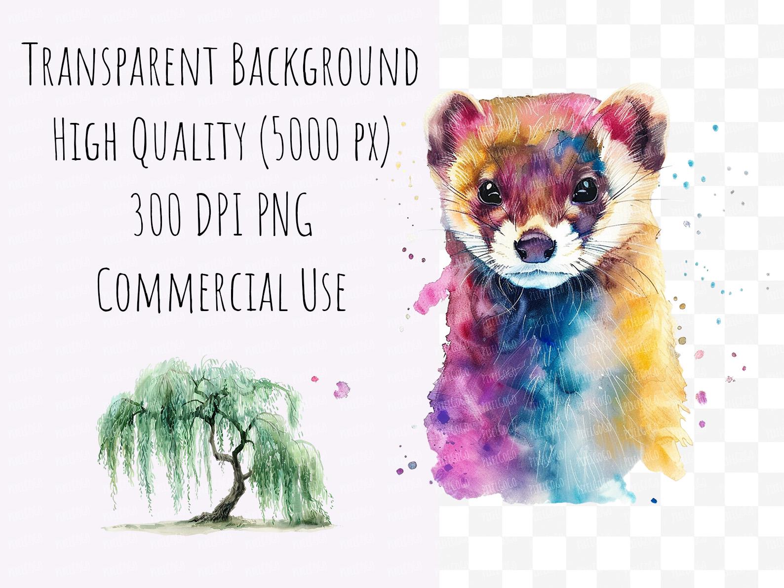 Animal Clipart Bundle 30 PNG Watercolor Fox Owl Rabbit Badger Stag ...