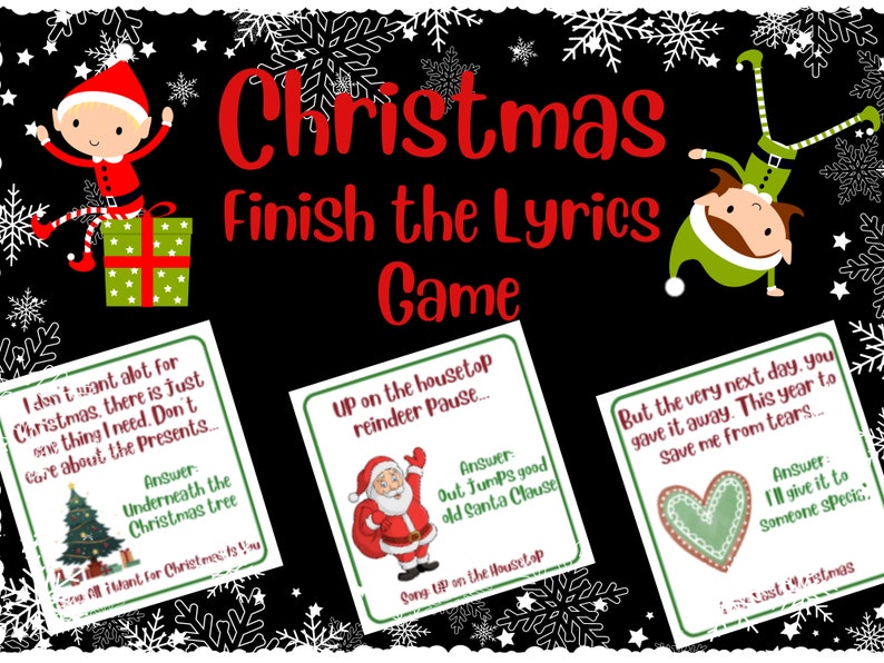 Christmas Party Game, Christmas Finish the Lyrics Game, Christmas ...