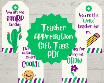 Teacher Appreciation Gift Tags INSTANT DOWNLOAD - Etsy