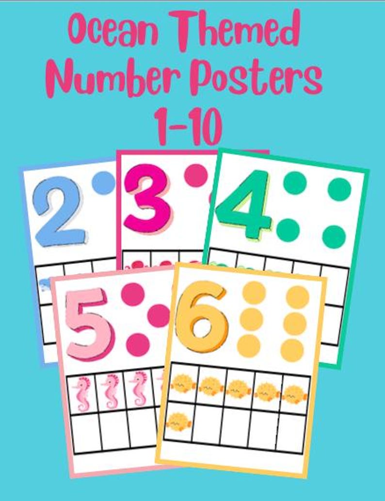 Ocean Themed Number Posters 1-10 - Etsy