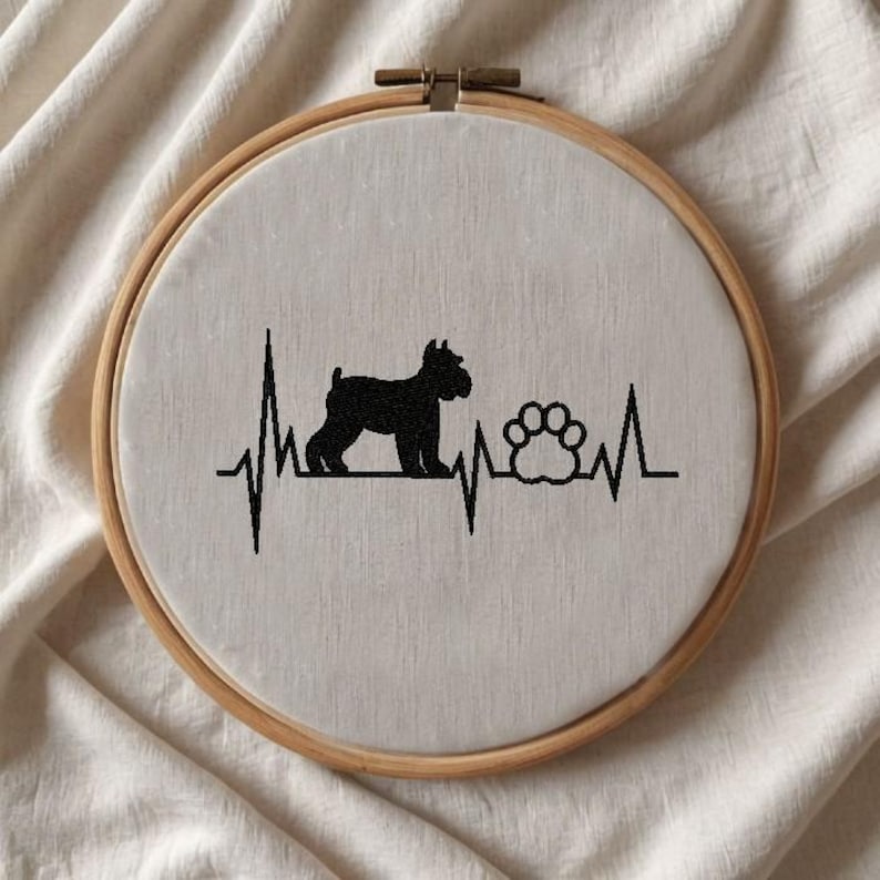 Schnauzer Embroidery Design, Dog Pulse Embroidery Designs - Etsy