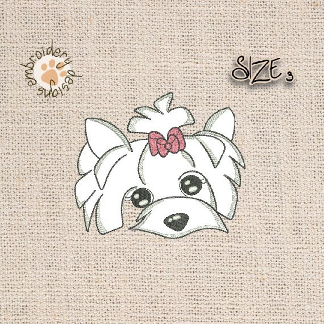 Yorkie Embroidery Design, Dog Embroidery Designs - Etsy