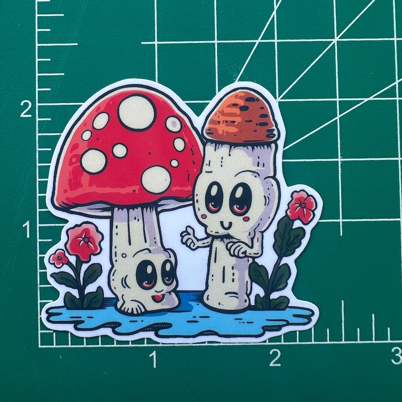 Mushroom Best Friends Duo Best Buds Sticker Funky Shroom - Etsy