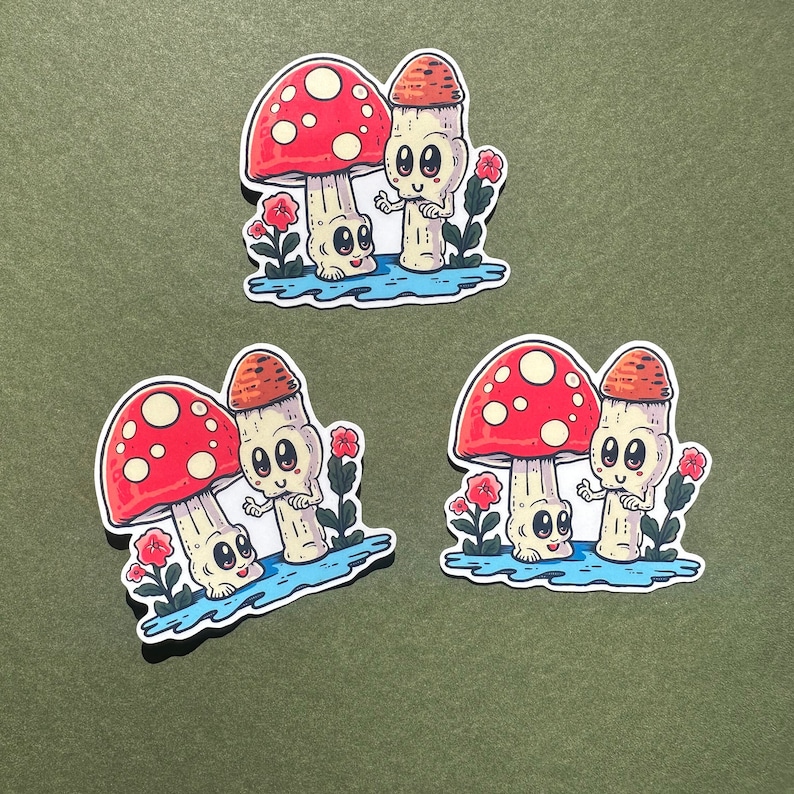 Mushroom Best Friends Duo Best Buds Sticker Funky Shroom - Etsy