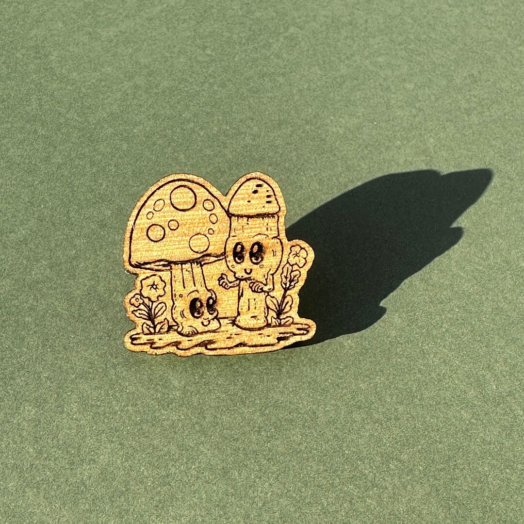 Mushroom Best Friend Duo Hat Lapel Broach Pin Bestie Shroom Pin Cute ...