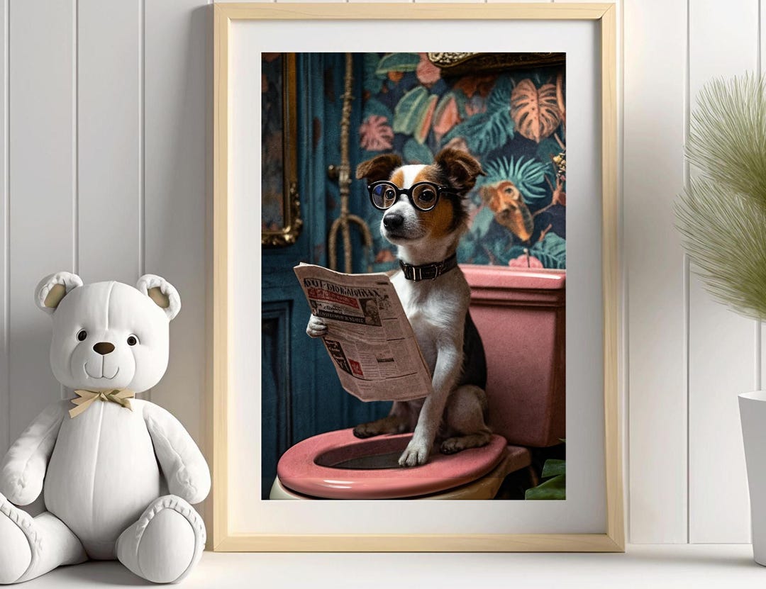 Funny Dog Art Print, Whimsical Animal Poster, Nursery Decor (digital ...